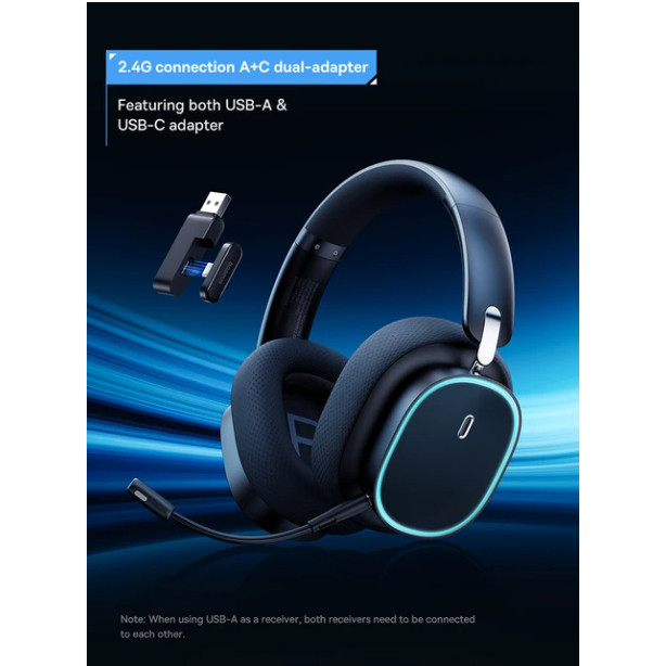 Baseus-Wireless Gaming Headphone GH02 com microfone, Bluetooth 5.3 ...