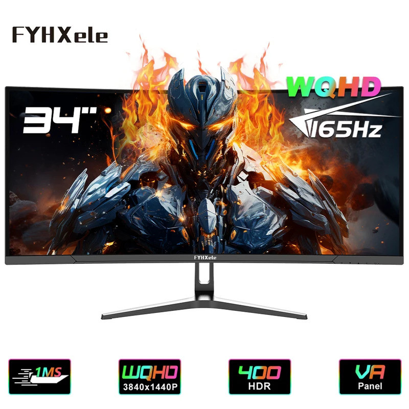 Monitor FYHXele de 34 polegadas, 165Hz VA WQHD, tela larga de desktop ...