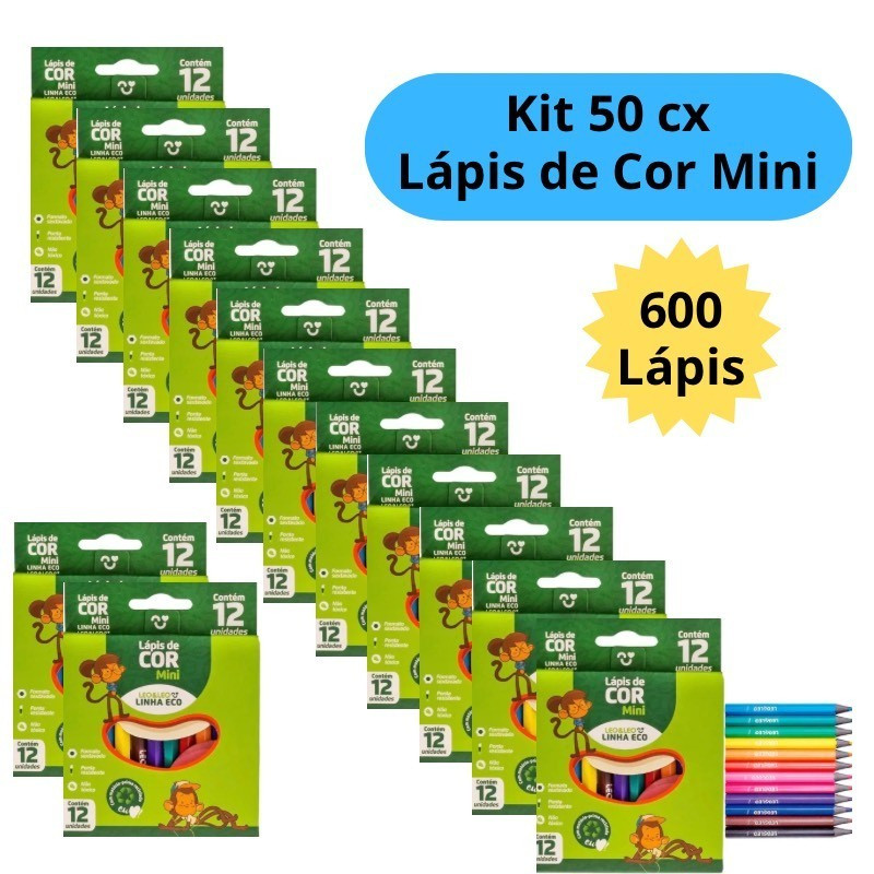 Kit 50 Caixas de Lápis de Cor Mini Caixa com 12 Cores Kit Festa ...