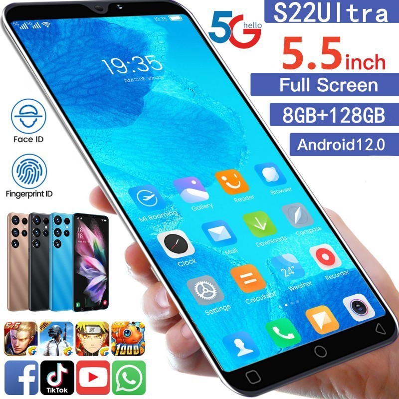 Celular S22Ultra Celular 5.5 Polegadas Tela 8GB RAM + 128GB ROM 5G ...