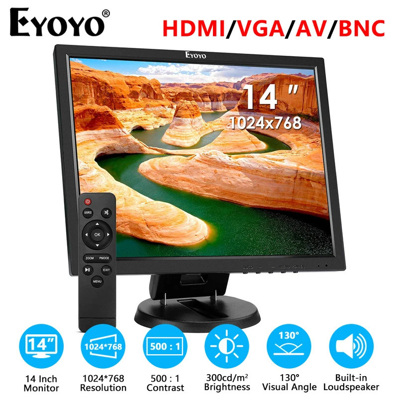 Monitor pequeno Eyoyo de 14 polegadas 1024x768 para câmeras de ...