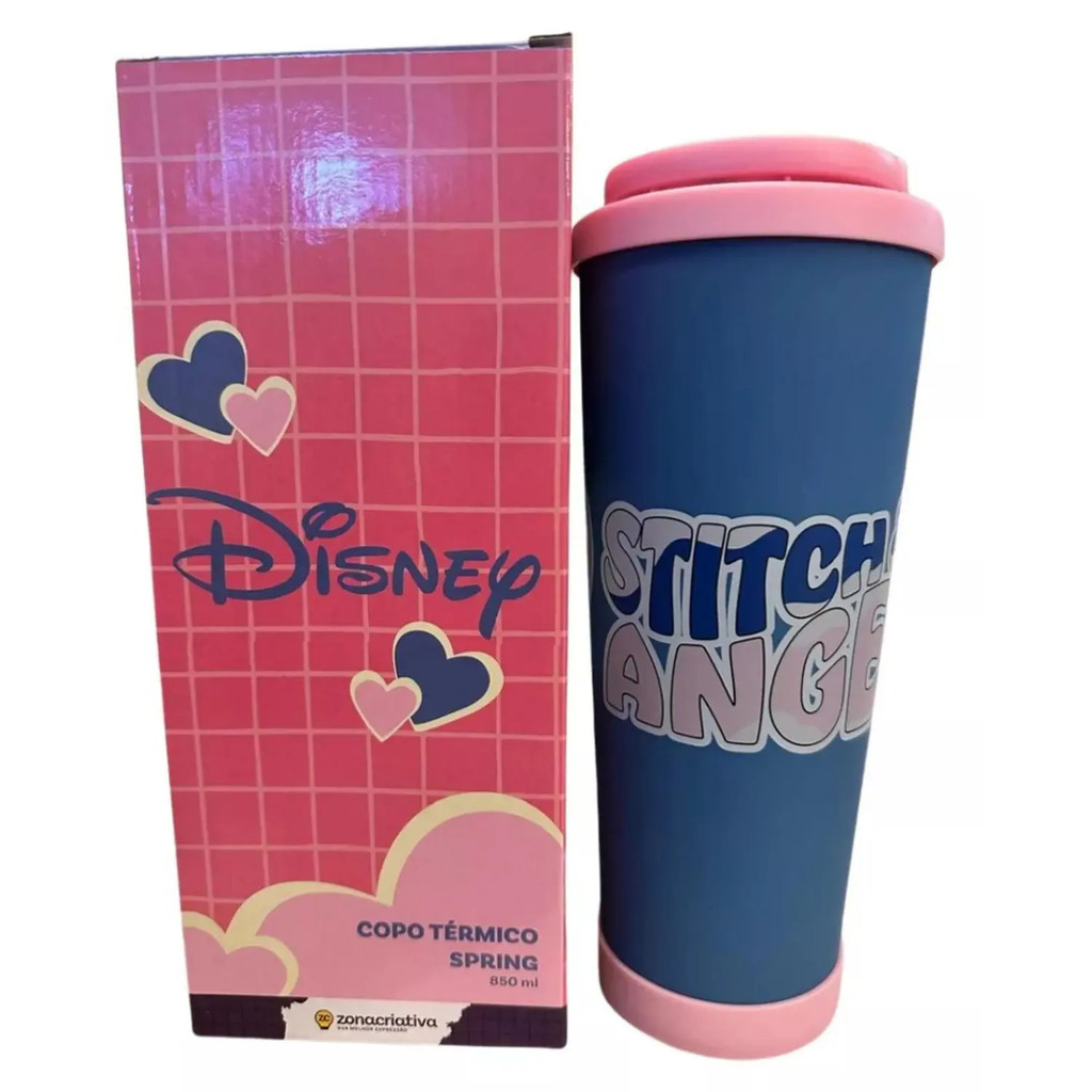 Copo Spring Stitch e Angel Namorados 850ml - ZonaCriativa | Shopee Brasil