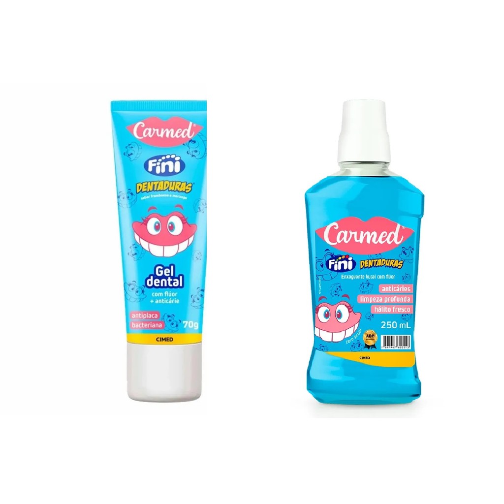 Kit Enxaguante Bucal + Gel Dental Dentadura Fini - Cimed | Shopee Brasil
