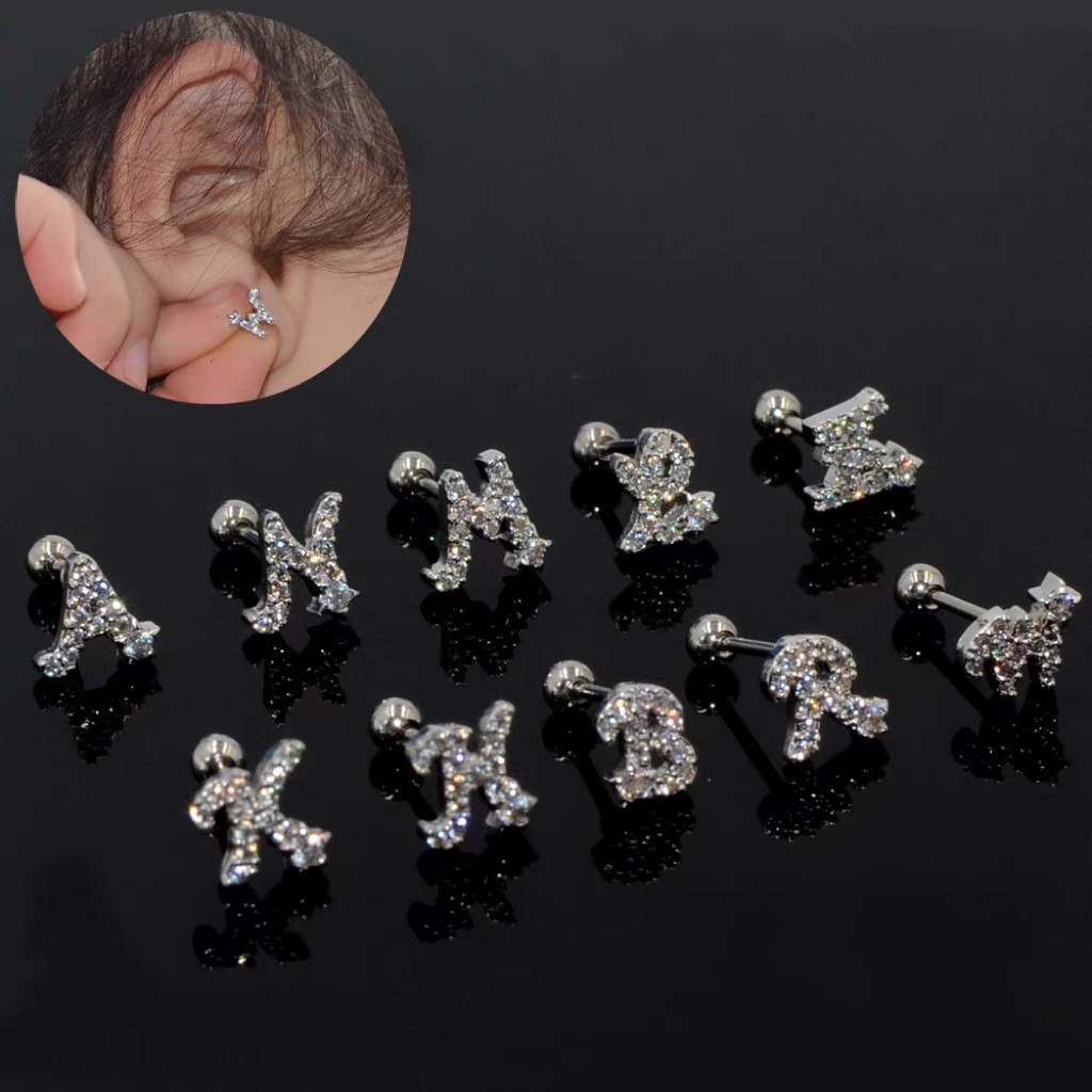 Piercing com modelos de letras Tragus /Cartilagem piercing com Zircão ...