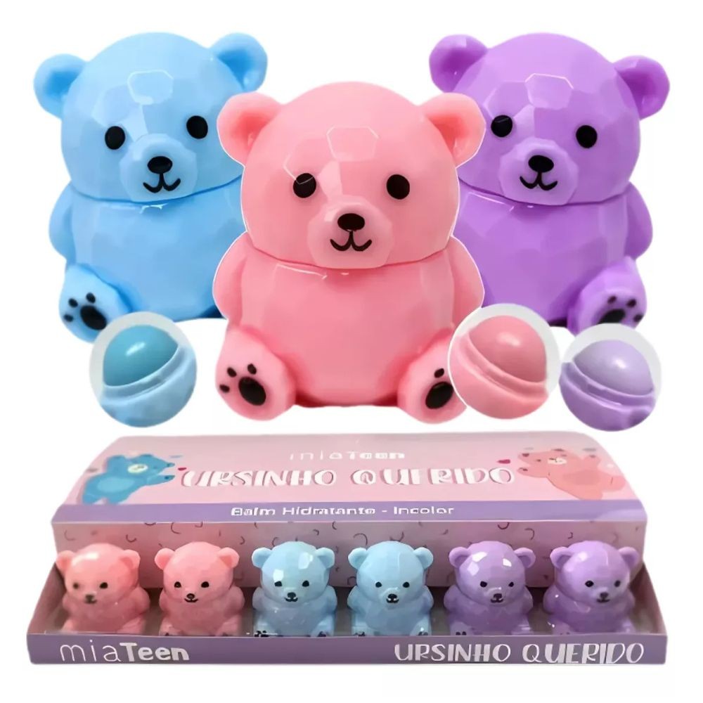 Box c/ 24 Lip Balm Hidratante Incolor Meu Ursinho Querido Mia Make Teen | Shopee Brasil