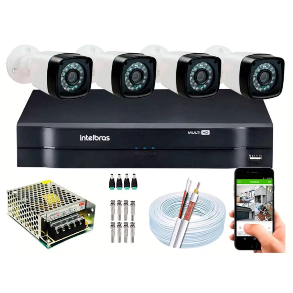 4 Câmera Kit Infravermelho Full Hd Dvr Intelbras 4ch S/hd Segurança ...
