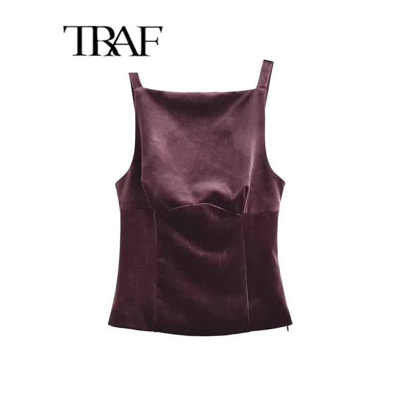 Traf novas mulheres sexy sem encosto arco tops 2024 cinta de espaguete ...