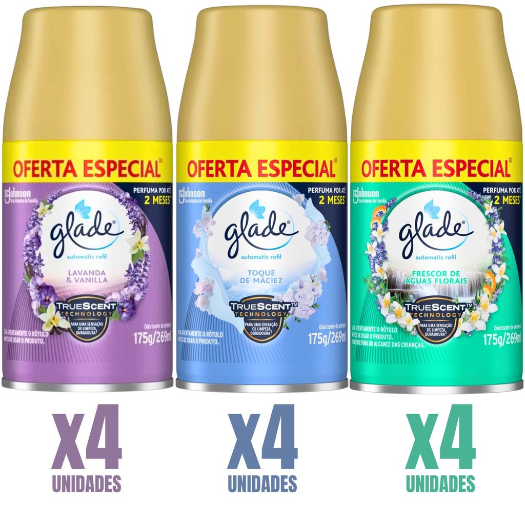 Kit 4 Refil Odorizador de Ambiente Automatic Glade 269ml | Shopee Brasil