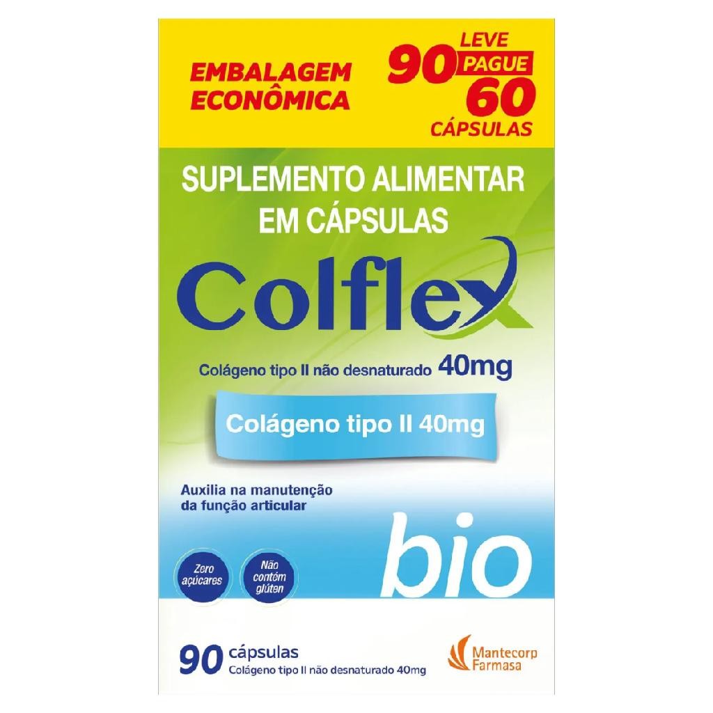 Colflex Bio Colágeno Tipo II 40mg - 90 cápsulas | Shopee Brasil