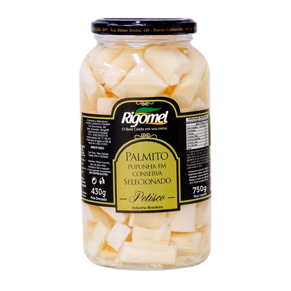 Palmito de Pupunha Petisco em Conserva Rigomel 430g | Shopee Brasil