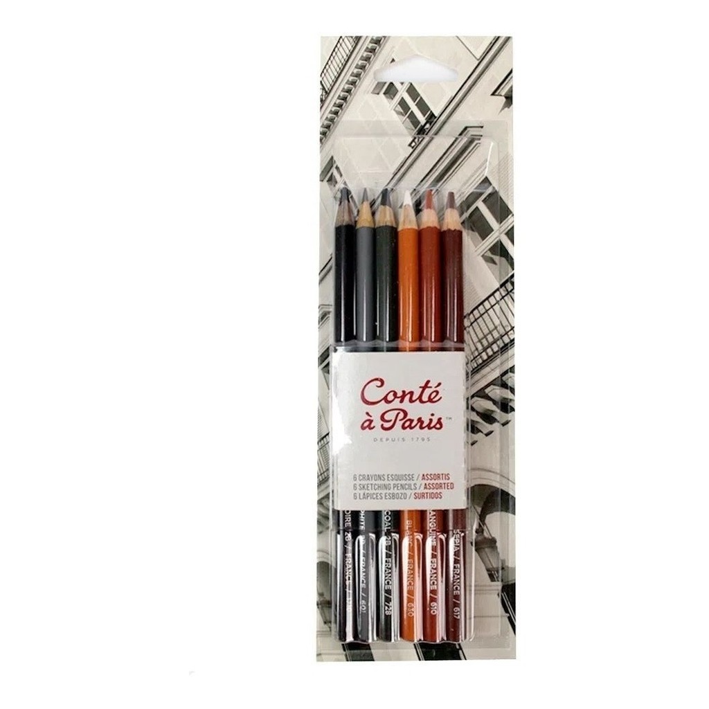 Kit Lapis Crayon 50106 C/6 Conte | Shopee Brasil