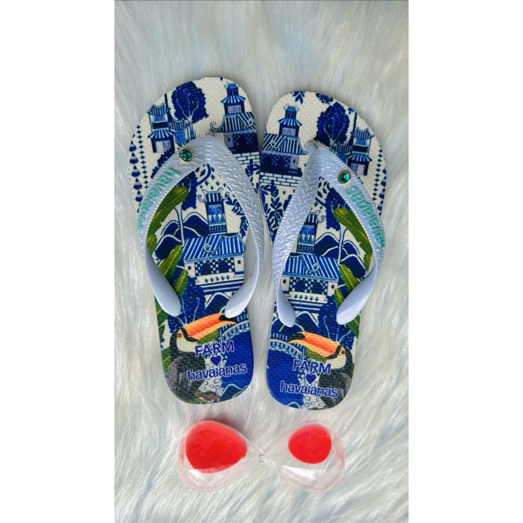 Havaiana Farm Azul Escuro e Branco | Shopee Brasil