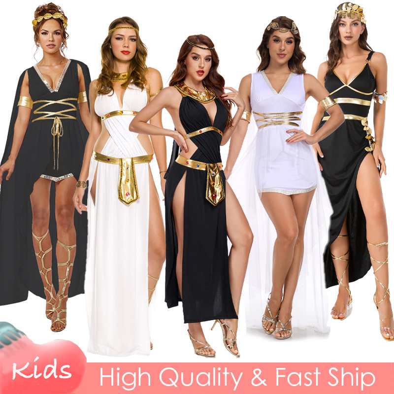 Sl Antiga Deusa Grega Athena Cosplay Traje Para Mulher Halloween Cleópatra Sexy Branco Preto ...