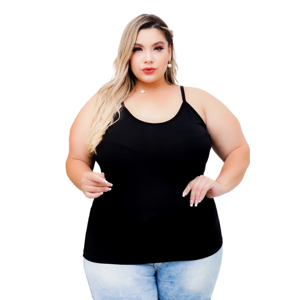 Regata Básica Alça Fina Plus Size Blusa Feminina Viscolycra - G1, G2 e ...