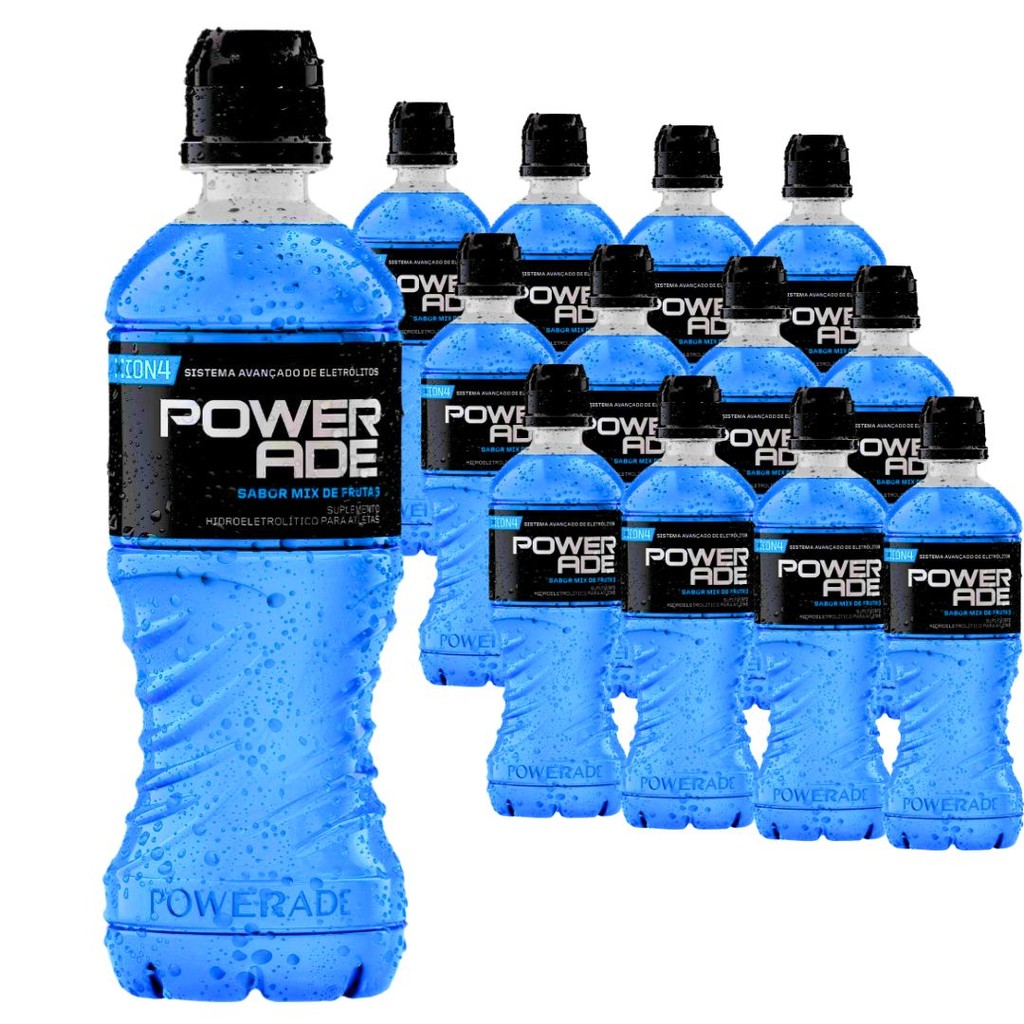 Caixa 12un Isotônico Powerade Mountain Mix Frutas Azul 500ml Bebida ...