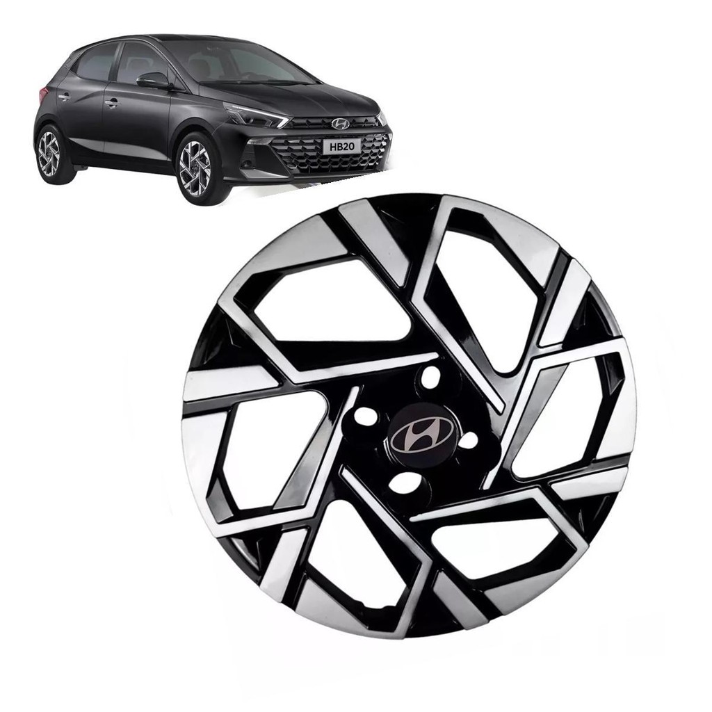 Jogo Calota Grid Compatível HB20/HB20S 2024 Aro 15 Cubo Padrão Preta ...