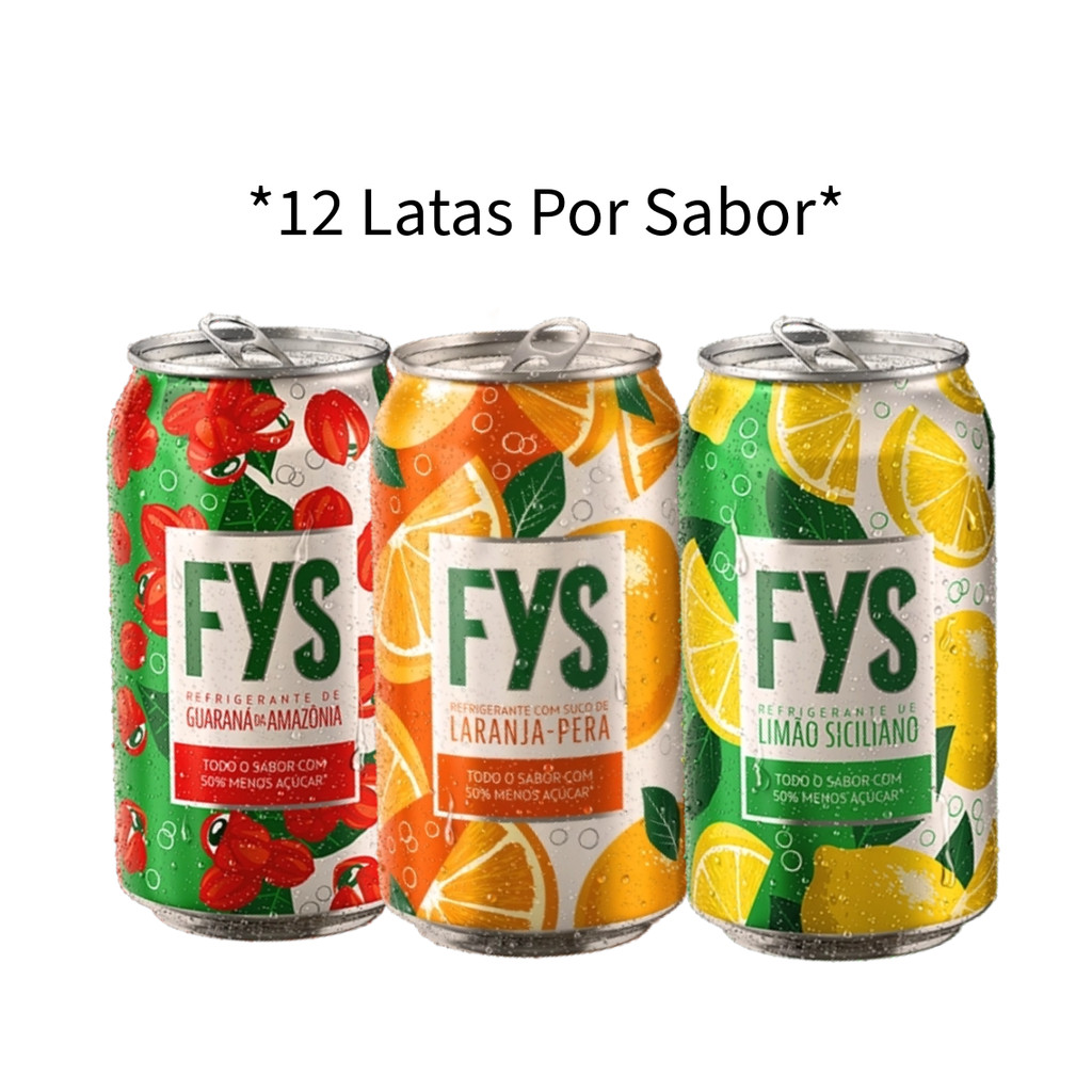 Pack 12 Refrigerante FYS Lata 350ml Sabores | Shopee Brasil