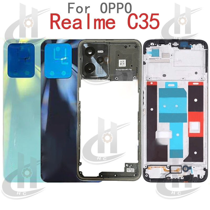 Para OPPO Realme C35 Bateria Capa Traseira Habitação Moldura ...
