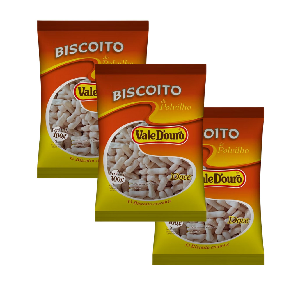 Biscoito De Polvilho Doce 100g Vale D'ouro - 3un | Shopee Brasil