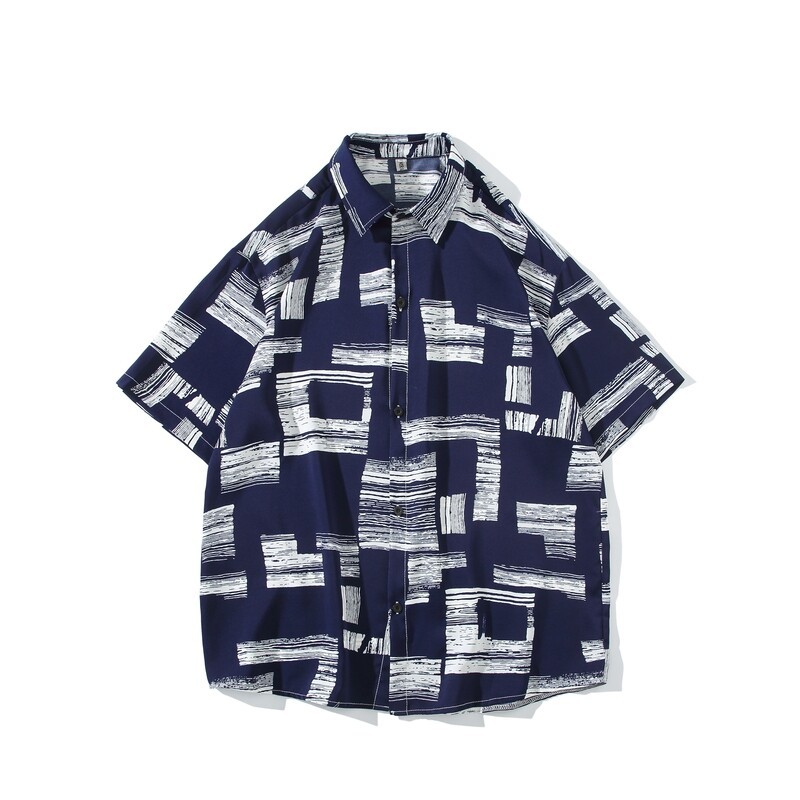 Verão Estilo Coreano Personalidade Impressão Fina Camisa De Manga Curta ...