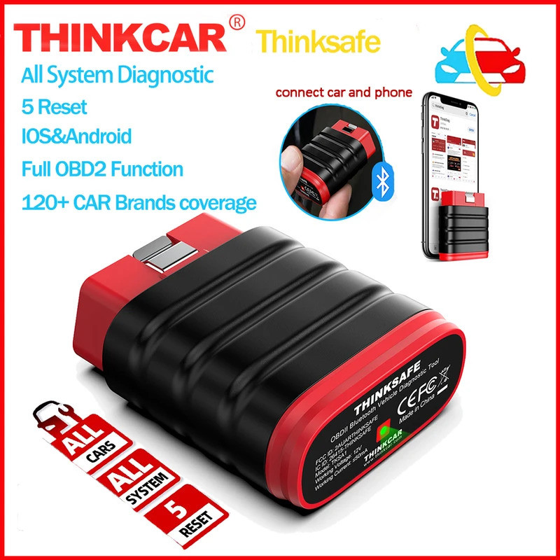 Melhor Scanner Bluetooth THINKCAR ThinkSafe OBD2 Leitor de Código OBD Sistema Completo 5 ...