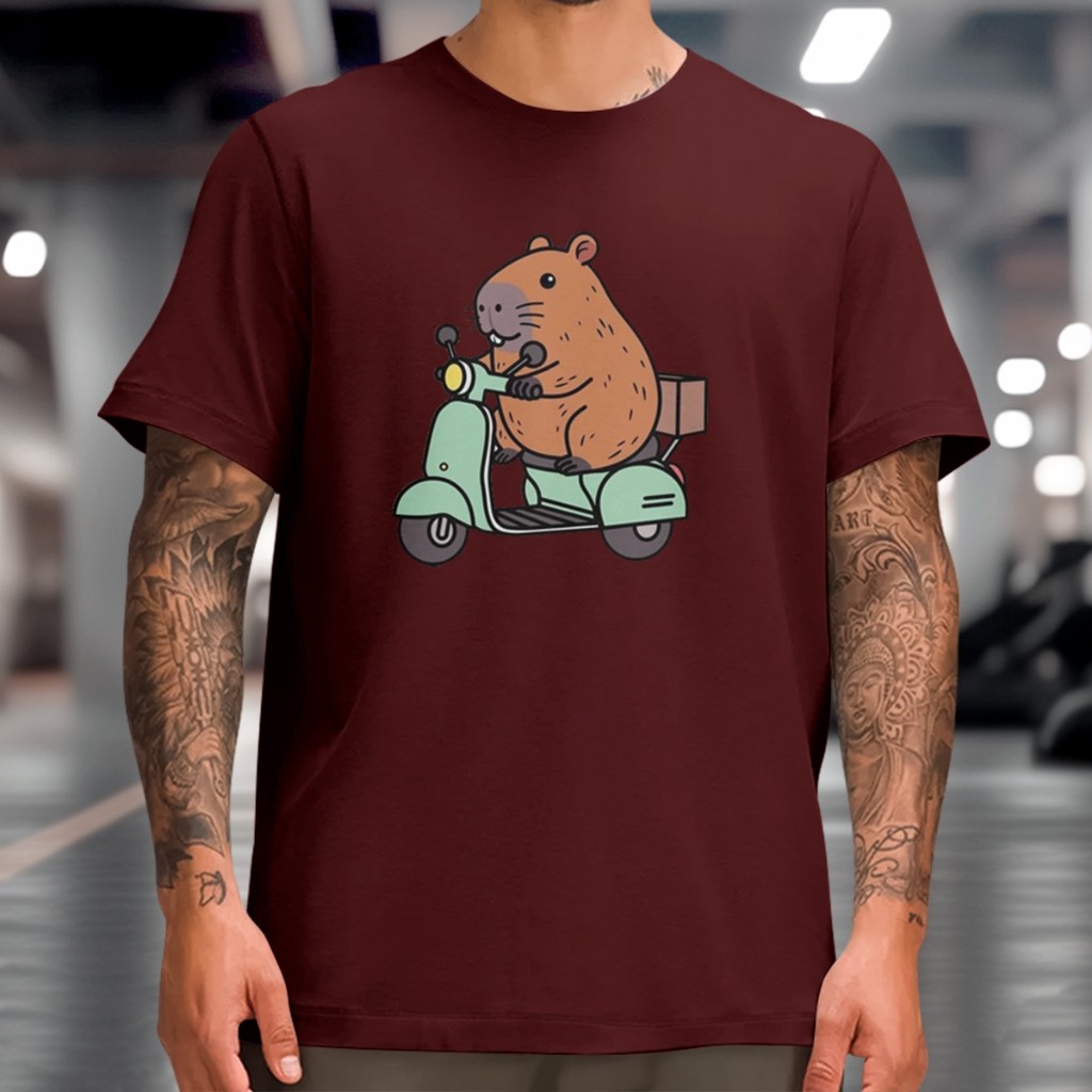 Camiseta Capivara Na Moto Camisa Capybara 100% Algodão Moda Geek ...