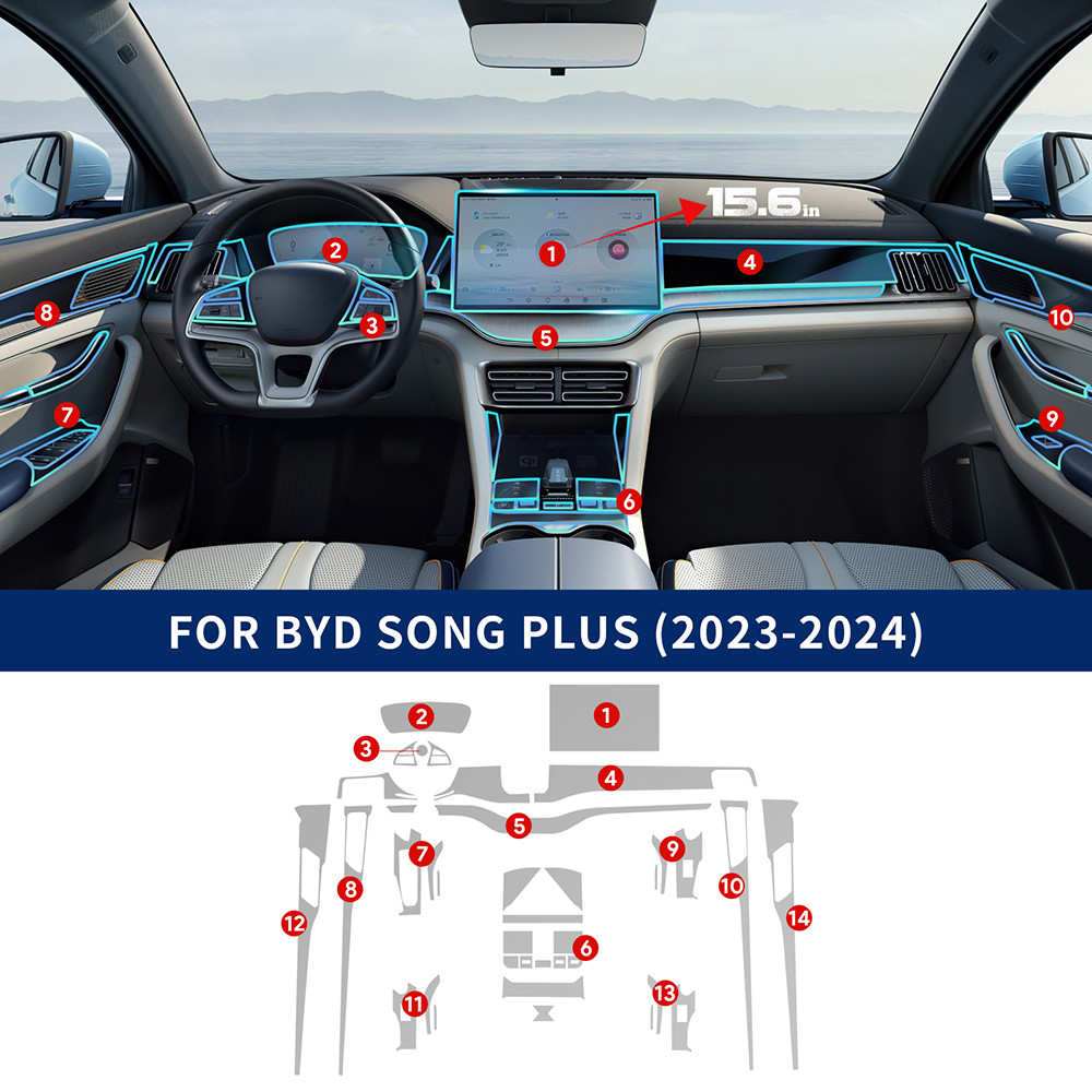 Para BYD Selo U Selion 6 Song Plus DMI EV 2021-2024 Console Central Do Carro Instrumento De Tela ...