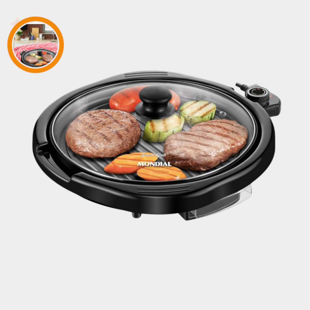 Panela Elétrica Redonda Preta 110v Smart Grill Mondial G-04 1200W | Shopee Brasil