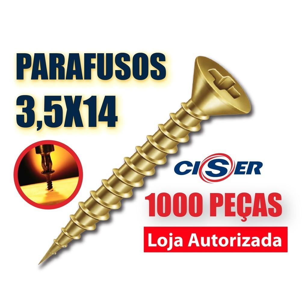 Parafuso 3,5 X 14 Chipboard Chata Phillips para Madeira - CISER CAIXA ...