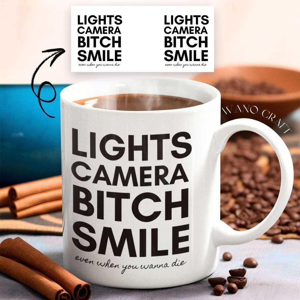 Caneca Lights Camera Bitch Smile TTPD Taylor Swift Swiftie Eras Tour ...