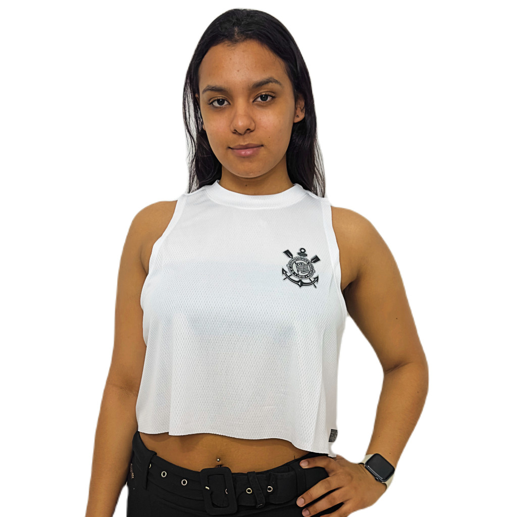 Camisa Corinthians Cropped Basic Branco - Feminina | Shopee Brasil