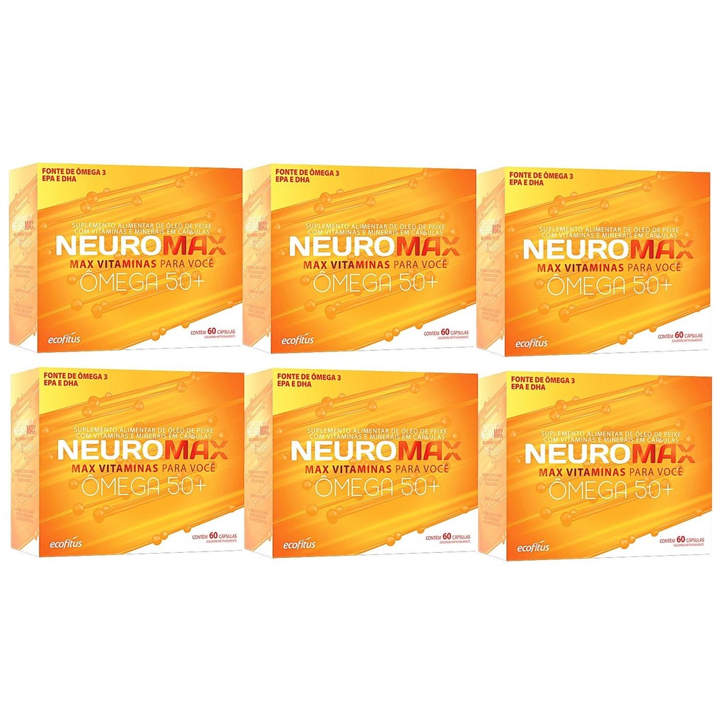 Kit Neuromax Ômega 50+ Ecofitus C/ 6 Cx De 60 Cápsulas Cada | Shopee Brasil