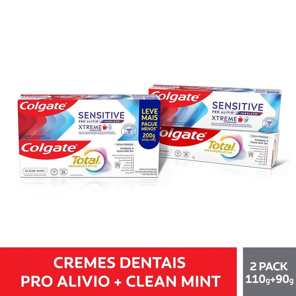 Kit Creme Dental Colgate Xtreme Sensitive Pro-Alívio Imediato 110g + Colgate Clean Mint Total ...