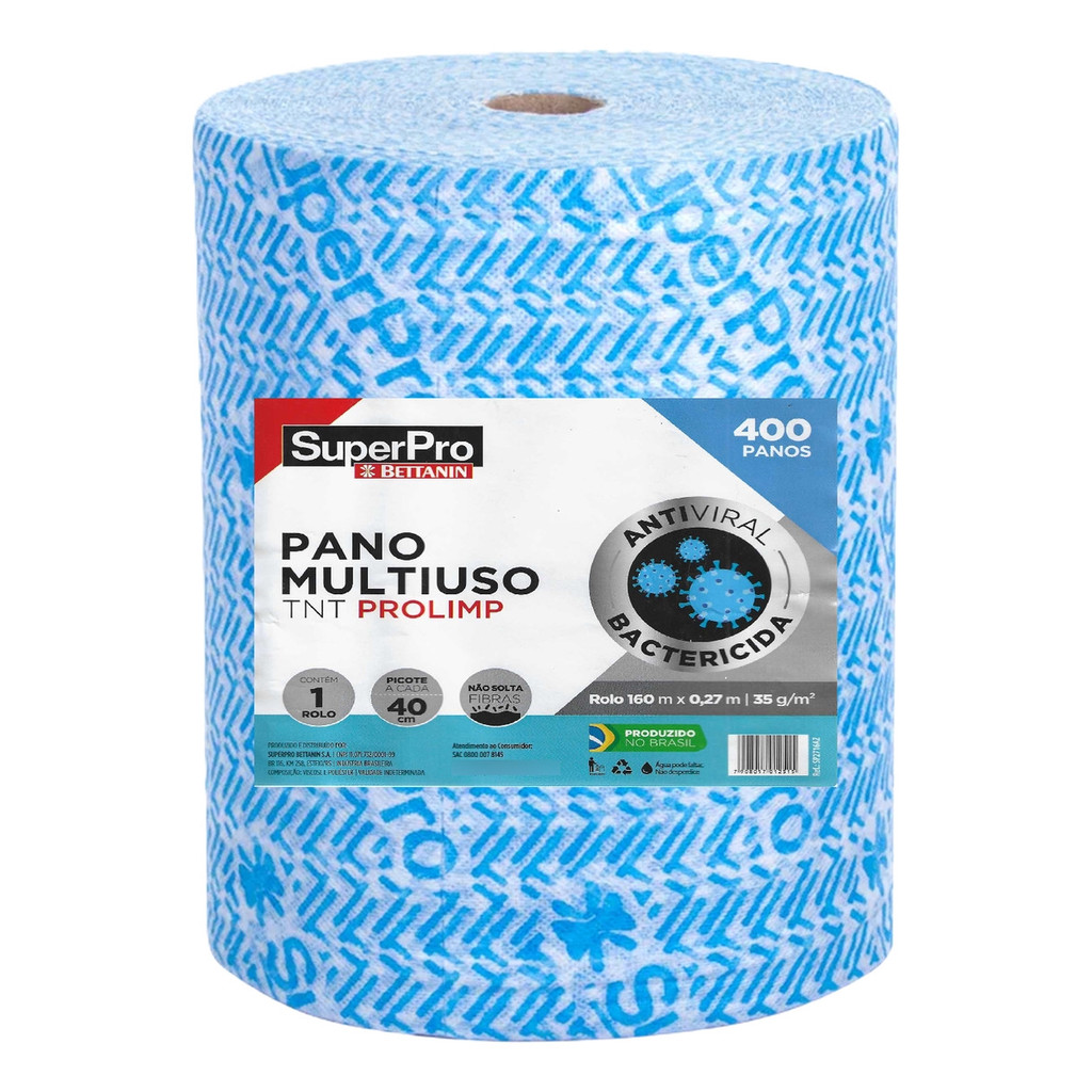 Rolo 400 Panos Multiuso TNT Azul 160x 0,27 35g Antiviral Bactericida ...