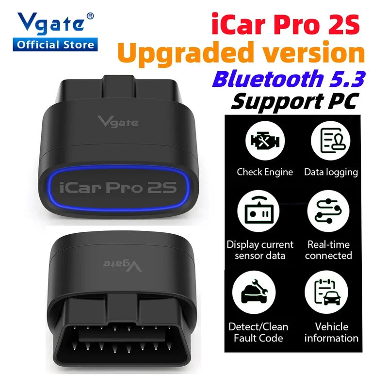 Novo Vgate iCar Pro 2S ELM327 Bluetooth 5.3 para Android/IOS/PC Ferramenta de Diagnóstico de ...
