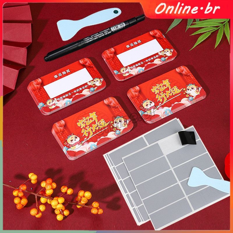 50PCS/set New Year Scratch Card Handwritten Interactive Year Of The ...