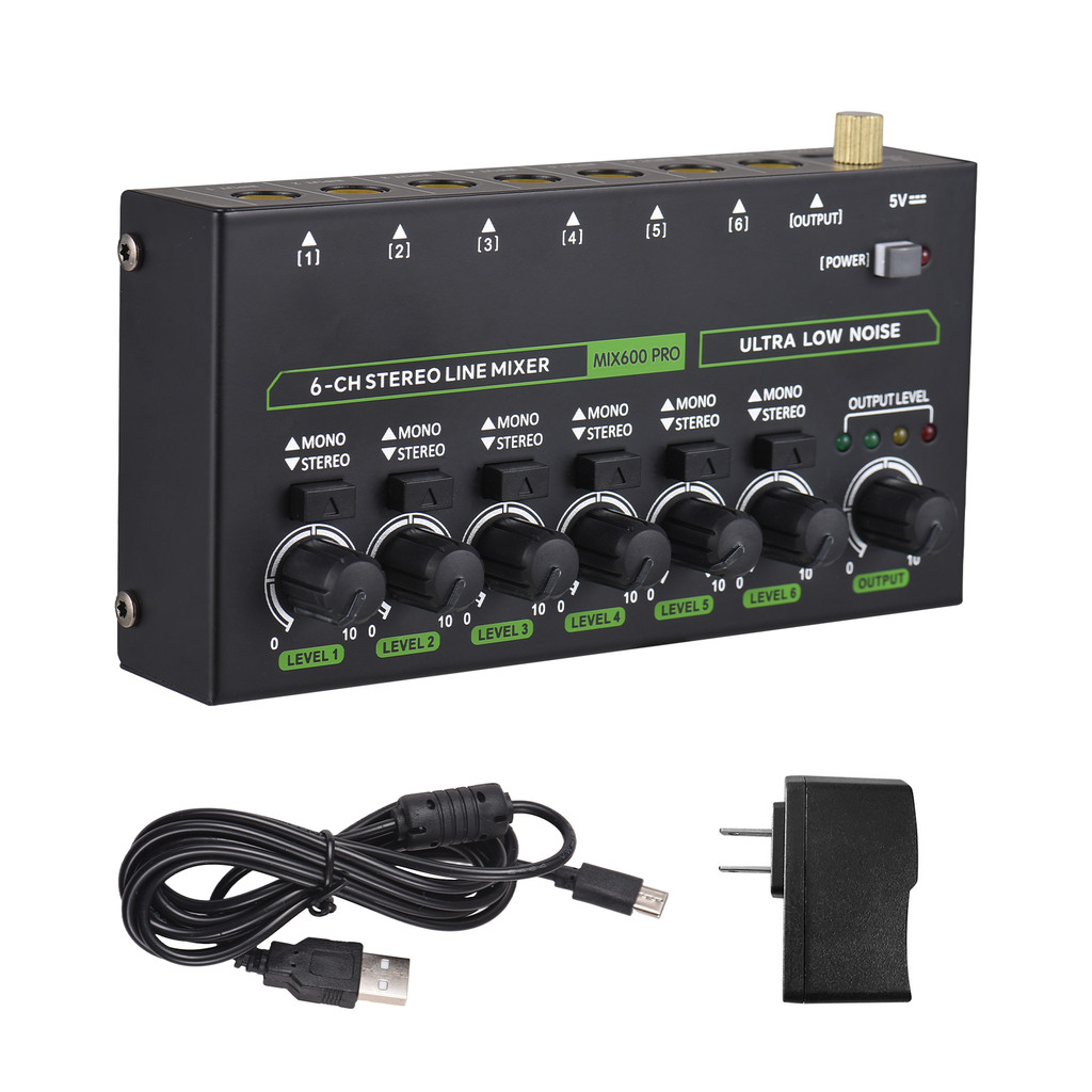 Sici Mixer De Áudio De 6 Canais Mini Estéreo Mono Switching 6.35 Mm TRS ...