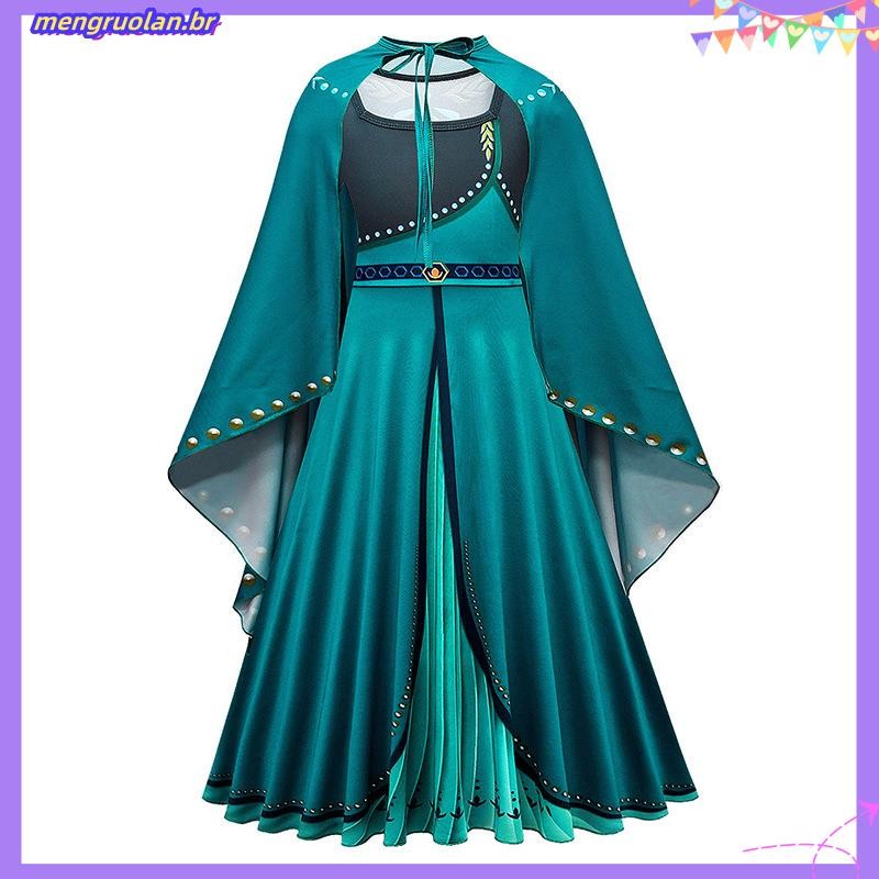 Vestido Longo Princesa Anna Frozen 2-Fantasia Halloween Elsa Queen ...