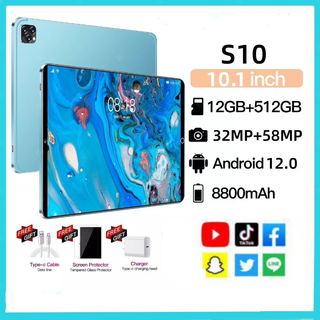 2025 Novo Barato 5G Tablet 10.1 Polegada RAM16GB + ROM512GB Estudante ...