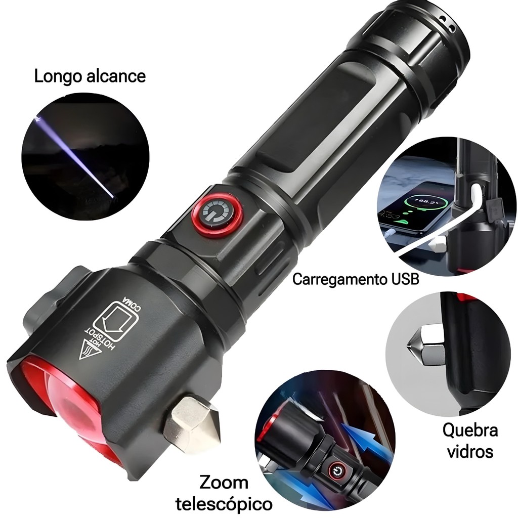 Lanterna Longo Alcance 2000m Com Foco Recarregável B-Max BM-8521 ...