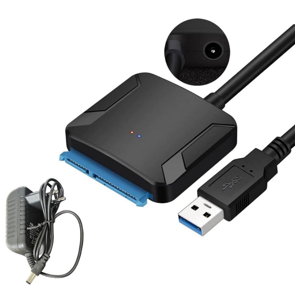 Adaptador SSD Sata USB 3.0 Hdd 2.5/3.5 Com fonte de Alimentação 12V 2A ...