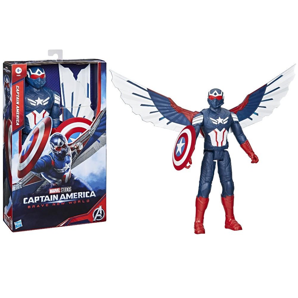Boneco do Capitão América Sam Wilson 30 Cm Com Asas e Escudo F9301 ...