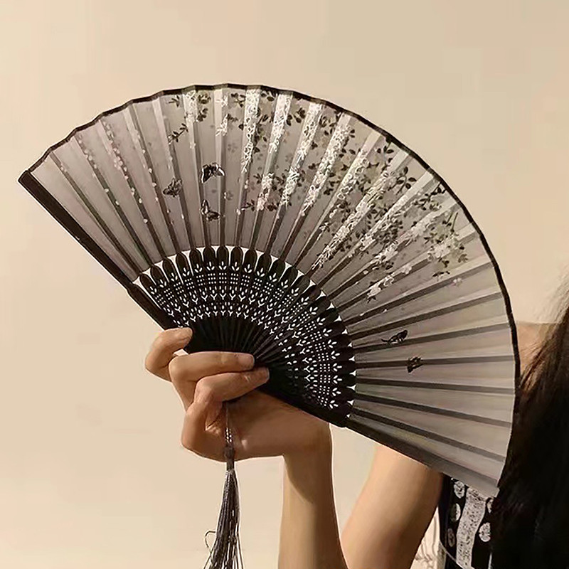 begrenng Leque Dobrável Antigo De Bambu , Estilo Chinês , Verão ...