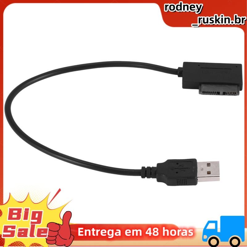 Adaptador USB PC 6P + 7P CD DVD Rom Sata Para 2.0 Conversor Slimline Cabo De Unidade De 13 Pinos ...