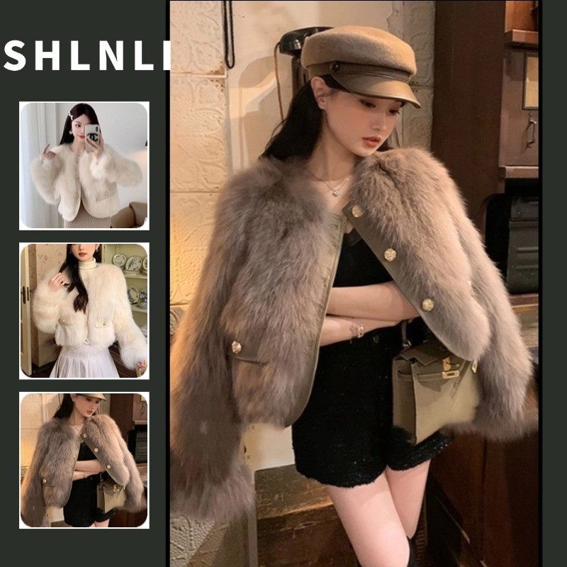 Outono Inverno Feminino Curto Solto Jaqueta Versátil Botão Quente Casaco De Alta Qualidade ...