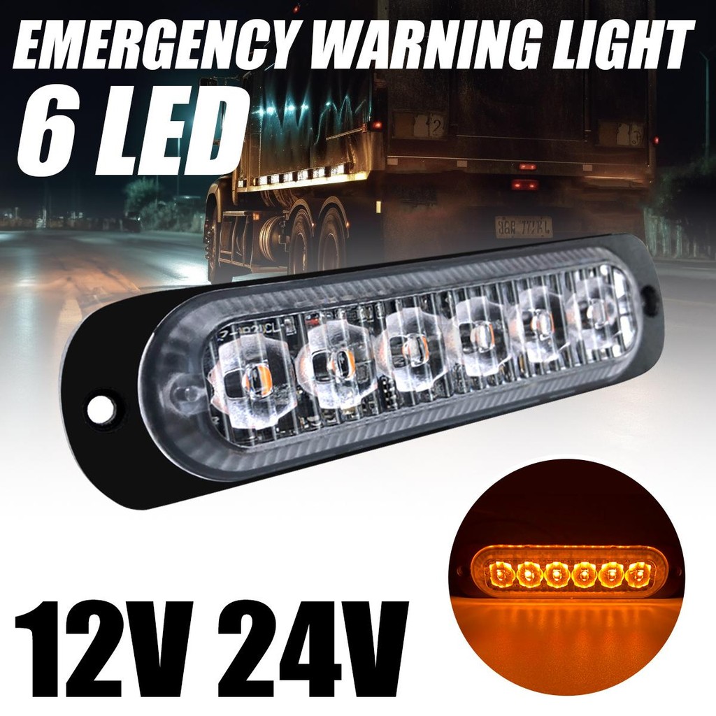 6 LED 12V-24V Luz Marcadora Lateral Estroboscópica De Advertência De Emergência Barra De ...