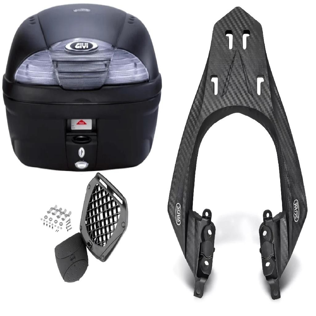 KIT BAU 45L MONOLOCK SIMPLY FUME E450NT GIVI + BAGAGEIRO SCAM FIBER FORCE Fz15 2023 2024 2025 ...