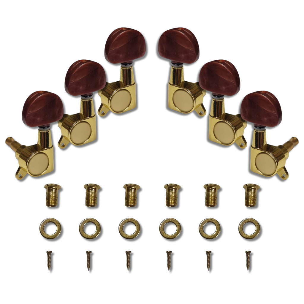 Tarraxa Violão Aço Blindada 3+3 Dourada Shell MHV700DT GD/SH | Shopee ...