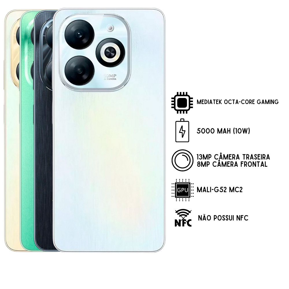 Smartphone Infinix Smart 8 128 Gb ROM/4 RAM Versão Global 4G Rede 13MP ...