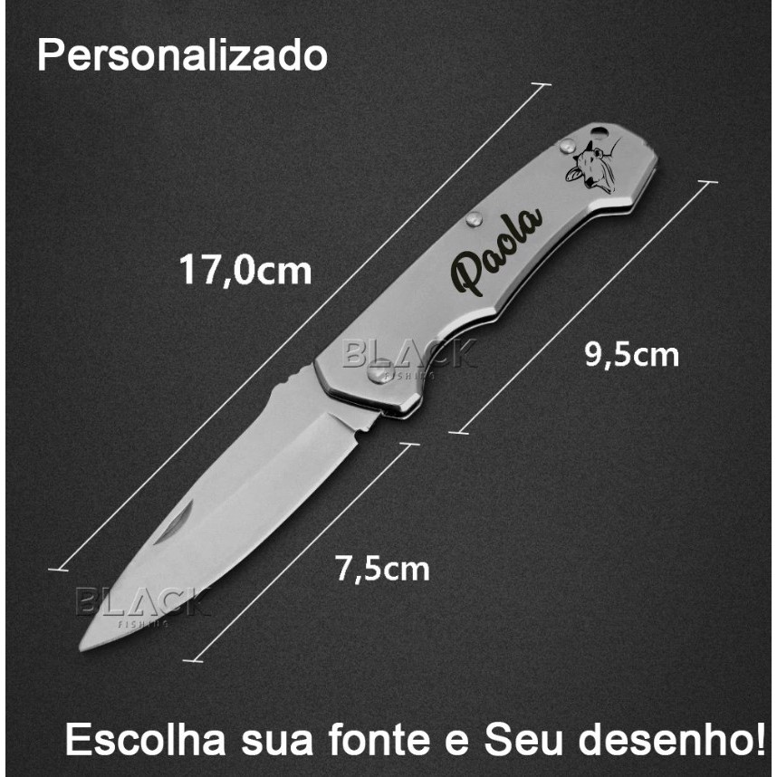 Canivete Manual Cromado De Bolso Mini Personalizado A Lazer Nome e ...